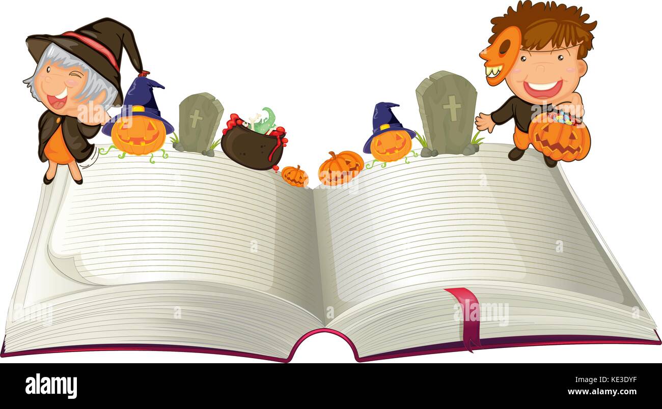 Boy and girl in halloween costume illustration Stock Vector Image & Art ...