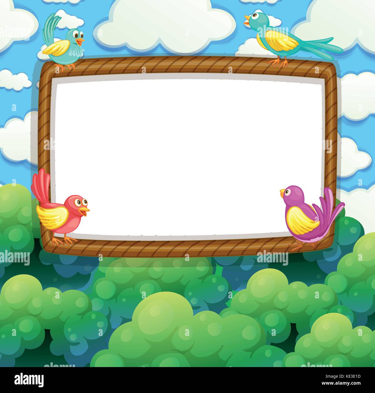 Border design with birds on the tree illustration Stock Vector Image ...