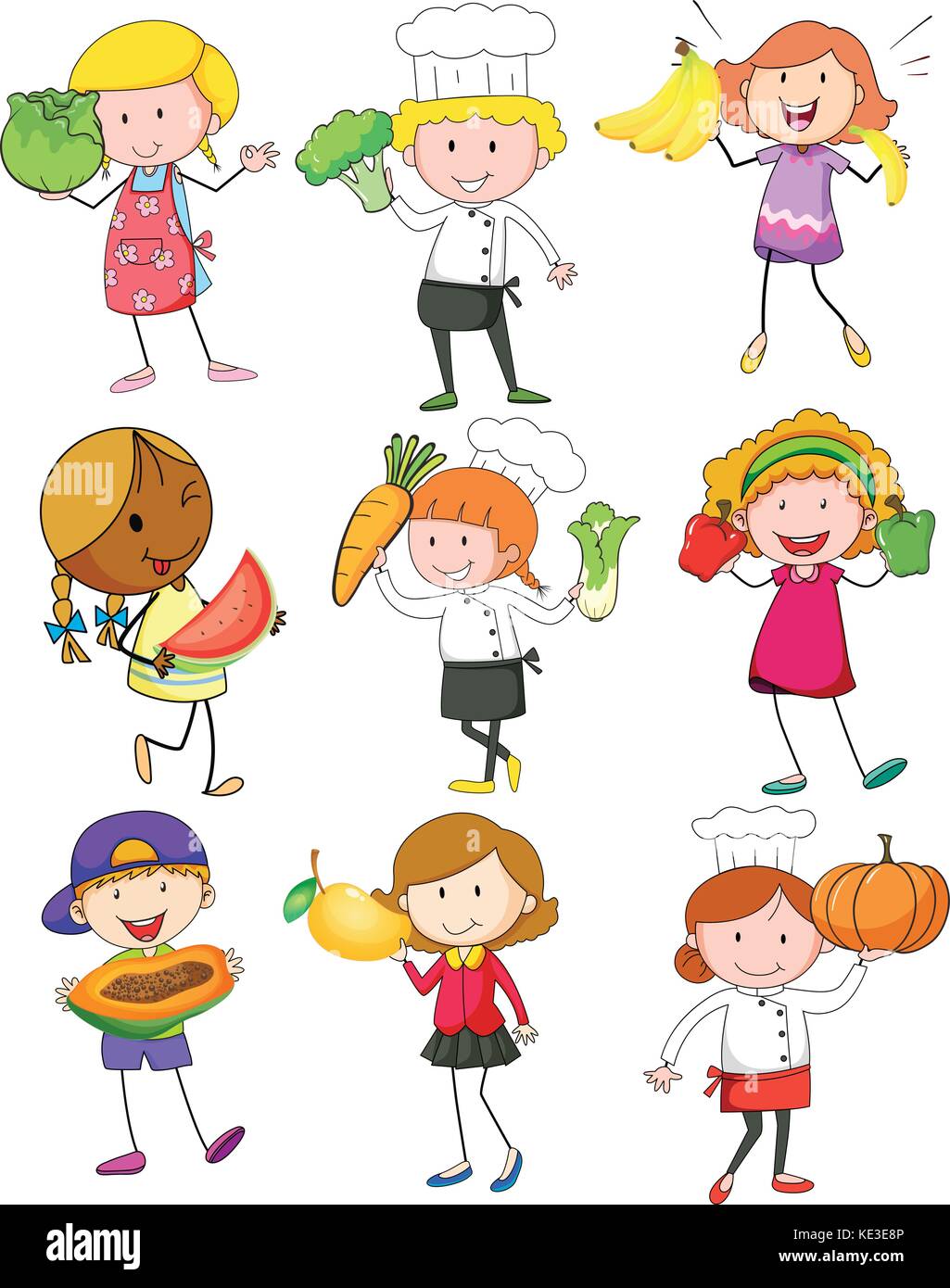 Woman young fruits vegetables Stock Vector Images - Alamy