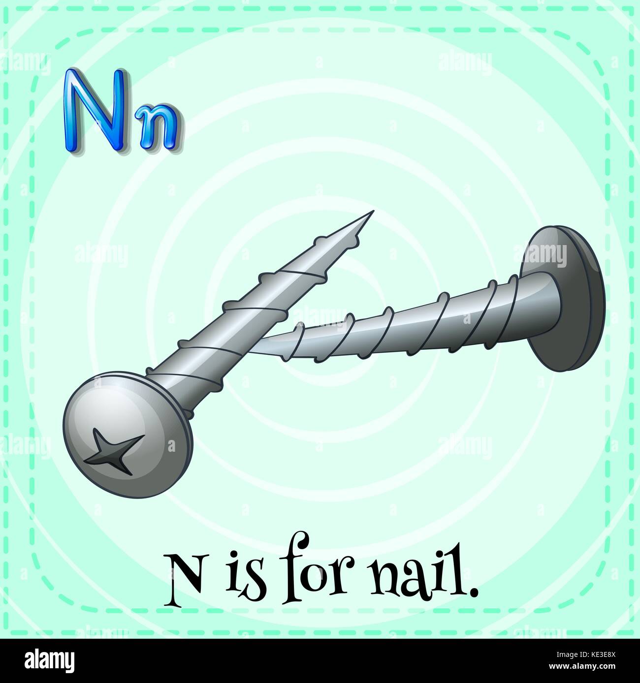 Flashcard letter N is for nail illustration Stock Vector Image & Art ...