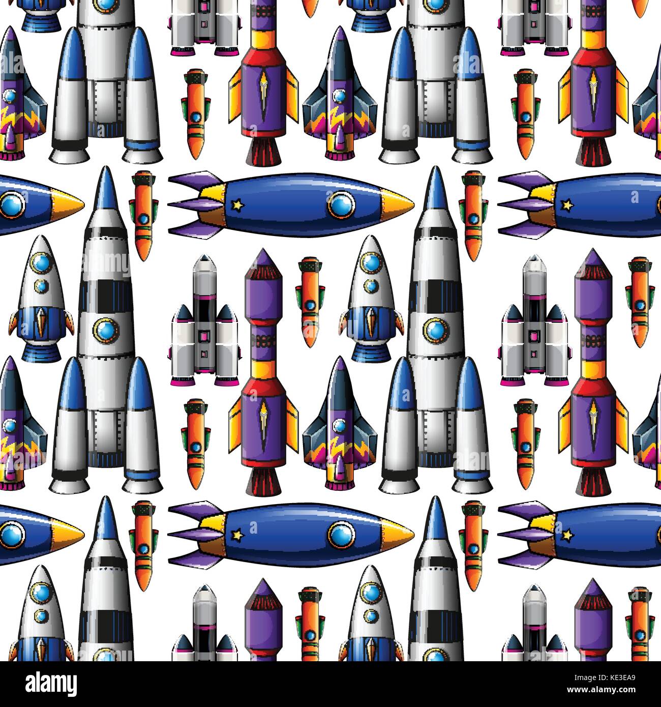 Seamless different design of rocket ships illustration Stock Vector ...