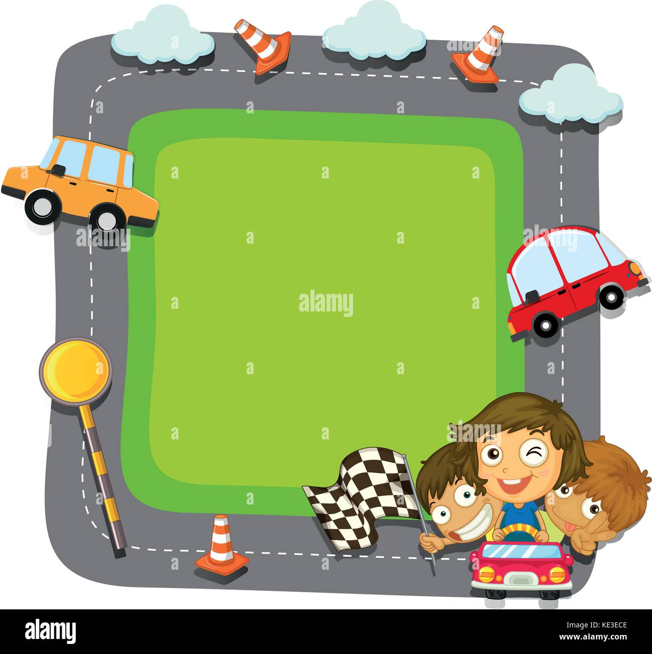 Border design with kids and traffic illustration Stock Vector Image ...
