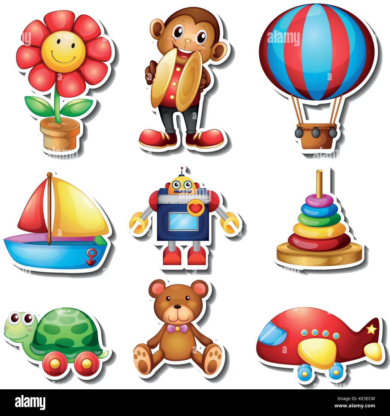 Sticker set with many toys illustration Stock Vector Image & Art - Alamy