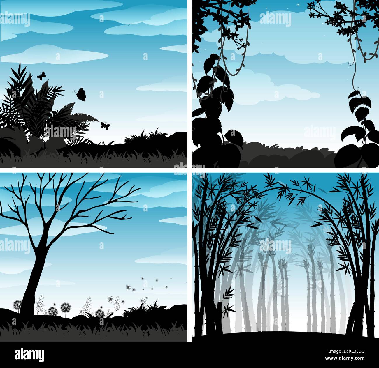 Silhouette scene of nature illustration Stock Vector Image & Art - Alamy