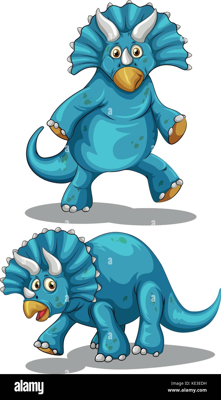 Blue dinosaur with horns illustration Stock Vector Image & Art - Alamy