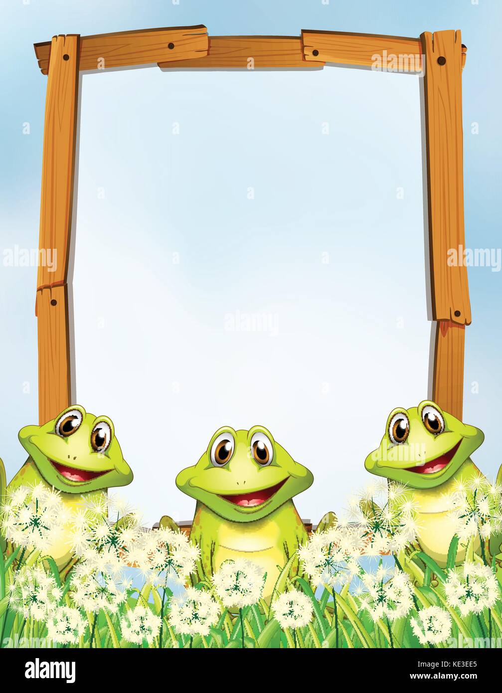 Wooden frame with frogs background illustration Stock Vector Image ...