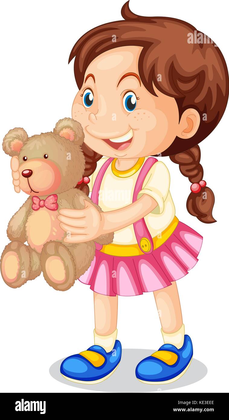 Child Holding Stuffed Animal Clipart