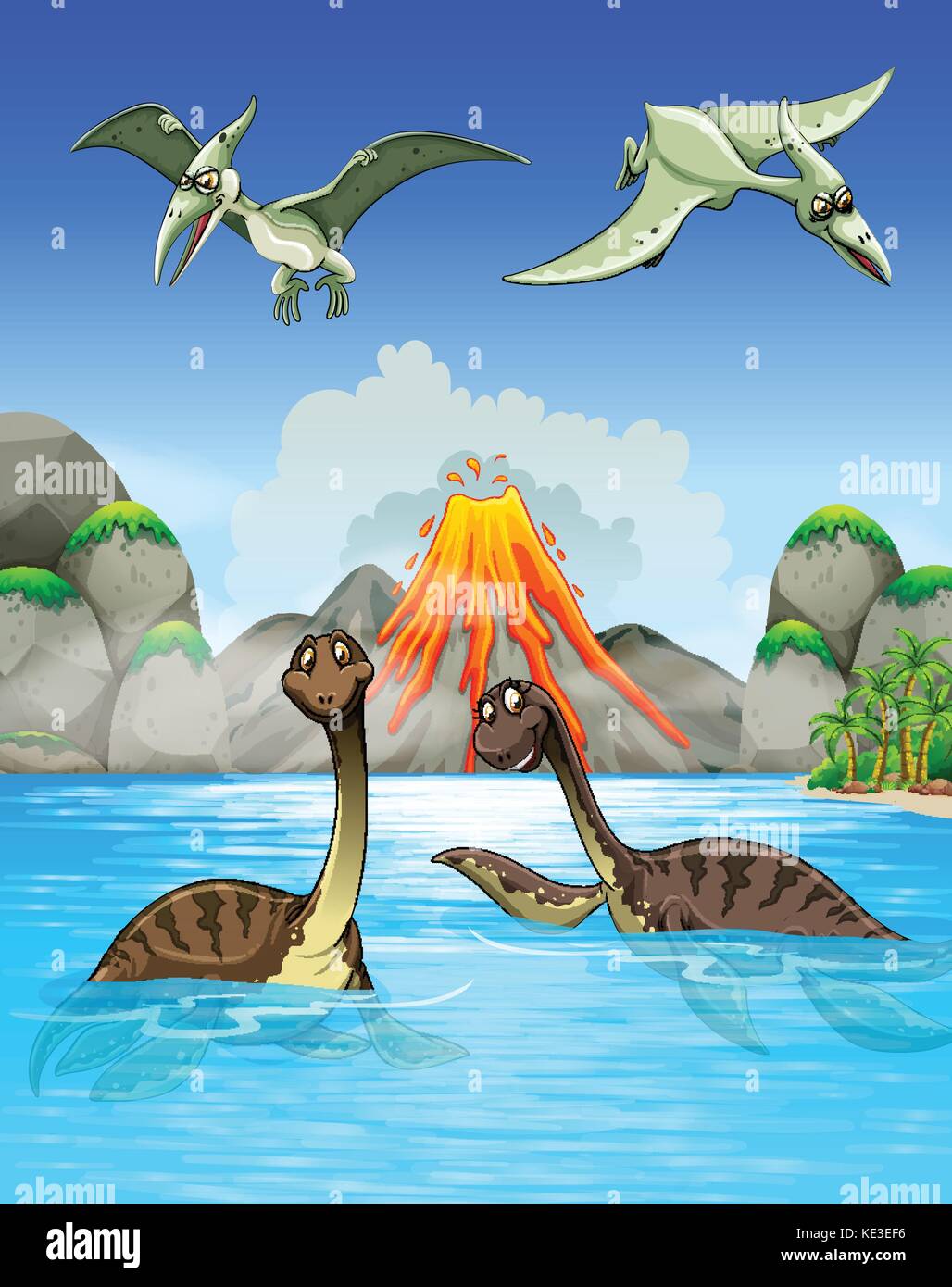 Illustration swimming dinosaurs hi-res stock photography and images - Alamy