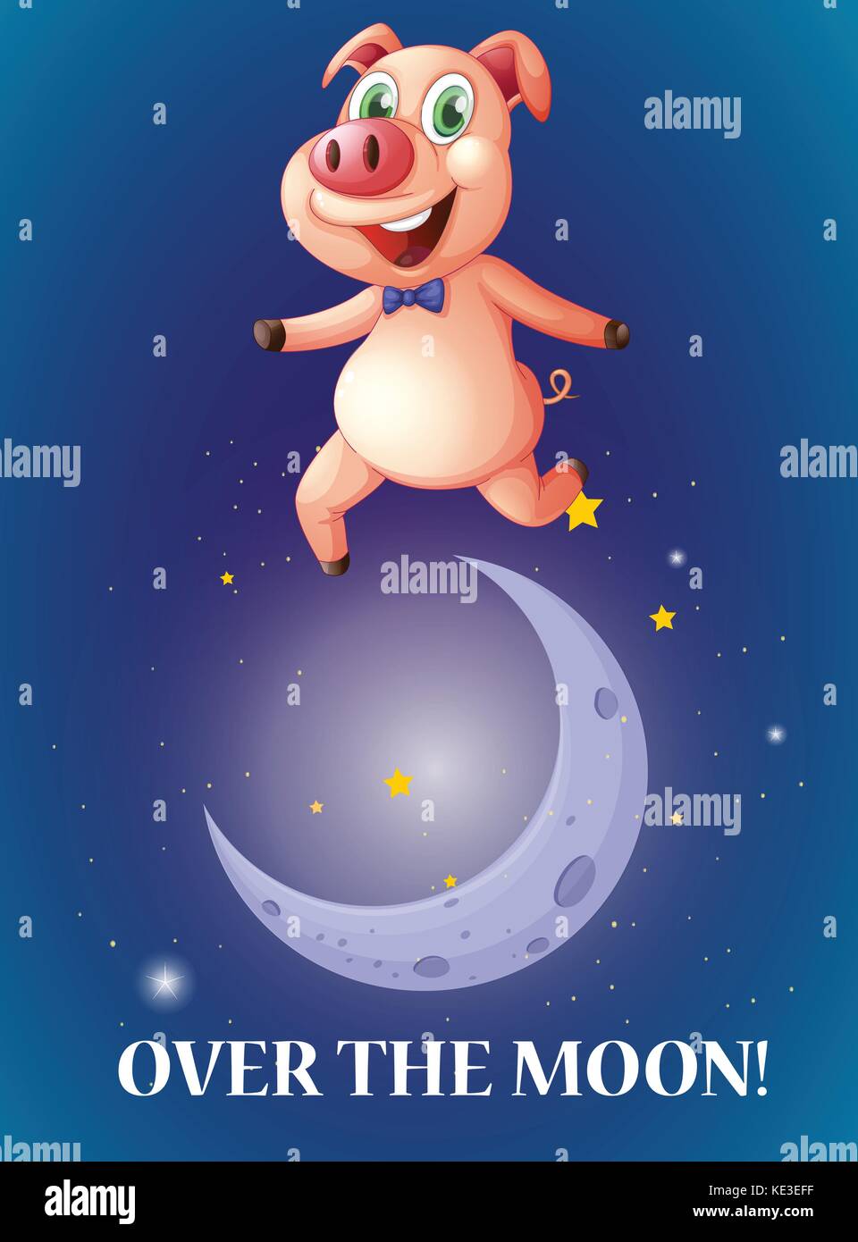 Idiom over the moon illustration Stock Vector Image & Art - Alamy