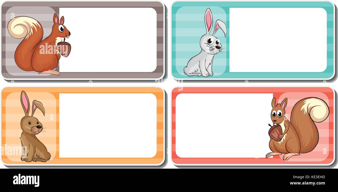 Label design with cute animals illustration Stock Vector Image & Art ...