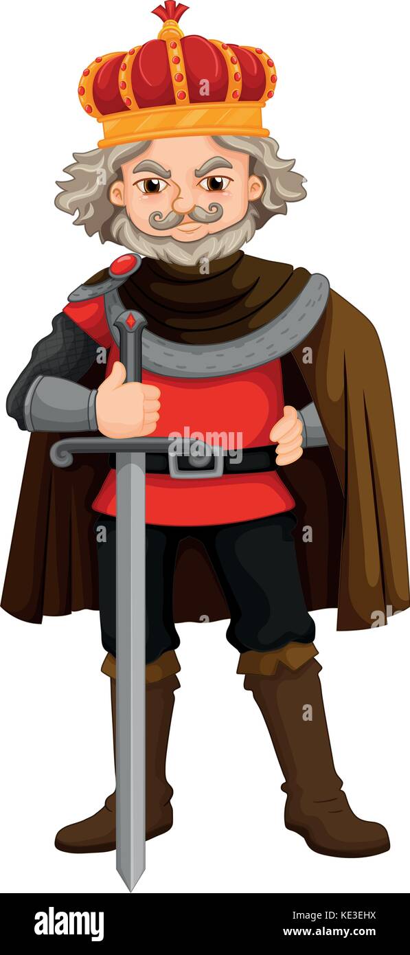 King with crown and sword illustration Stock Vector Image & Art - Alamy