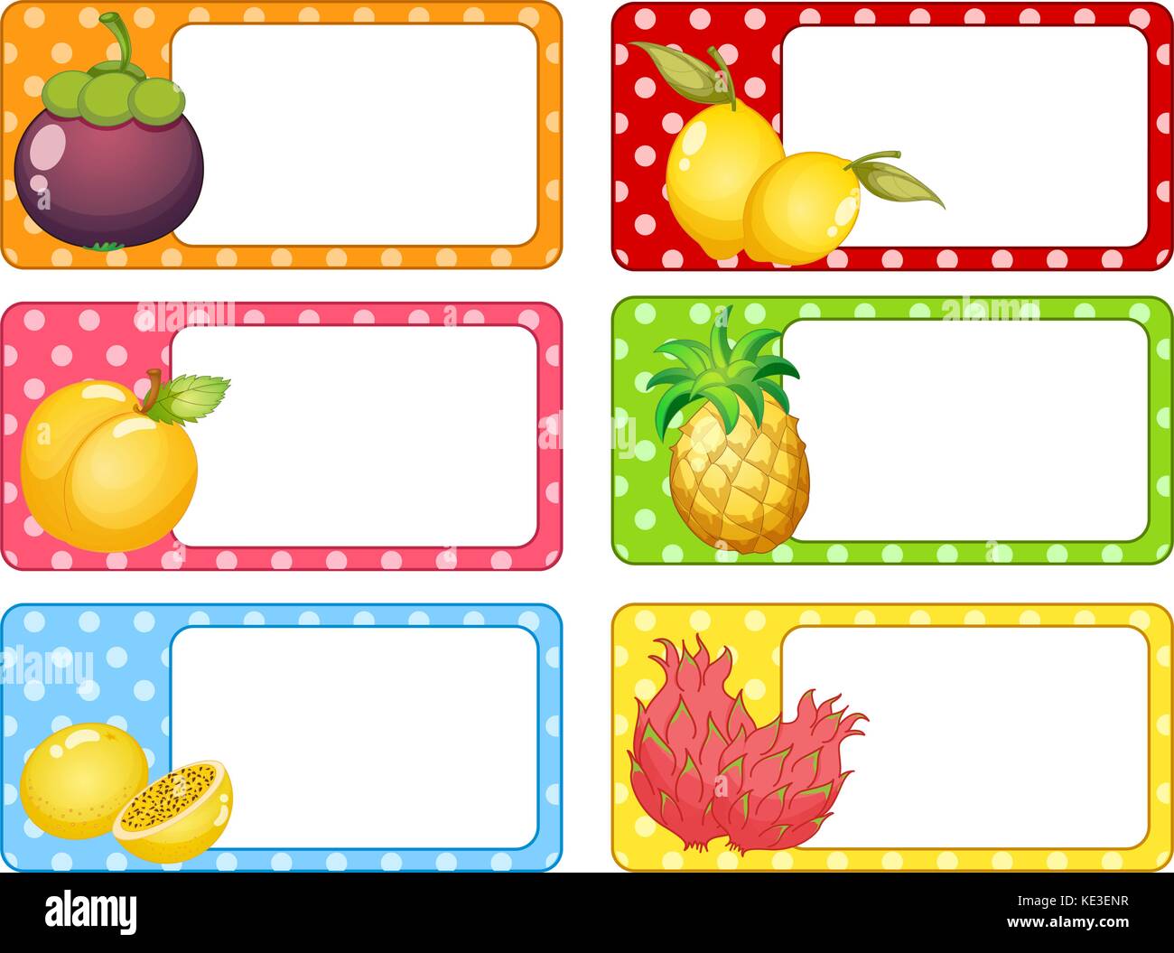 Square labels with fresh fruits illustration Stock Vector Image & Art ...
