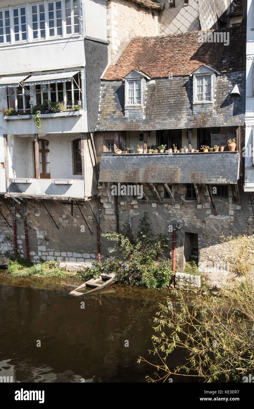 Riverside houses in Argenton-sur-Creuse, France Stock Photo - Alamy