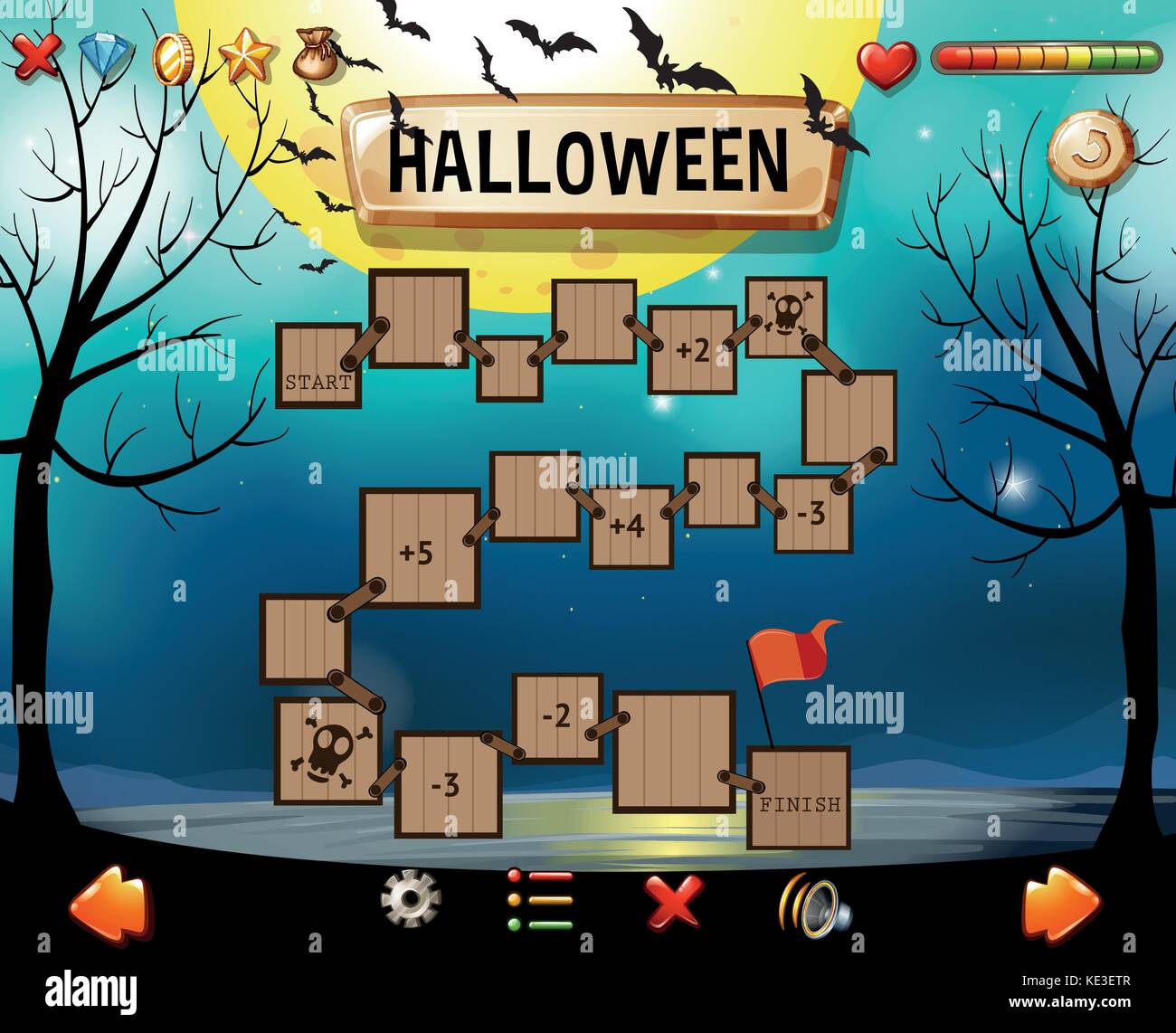 Game template with halloween theme illustration Stock Vector Image ...