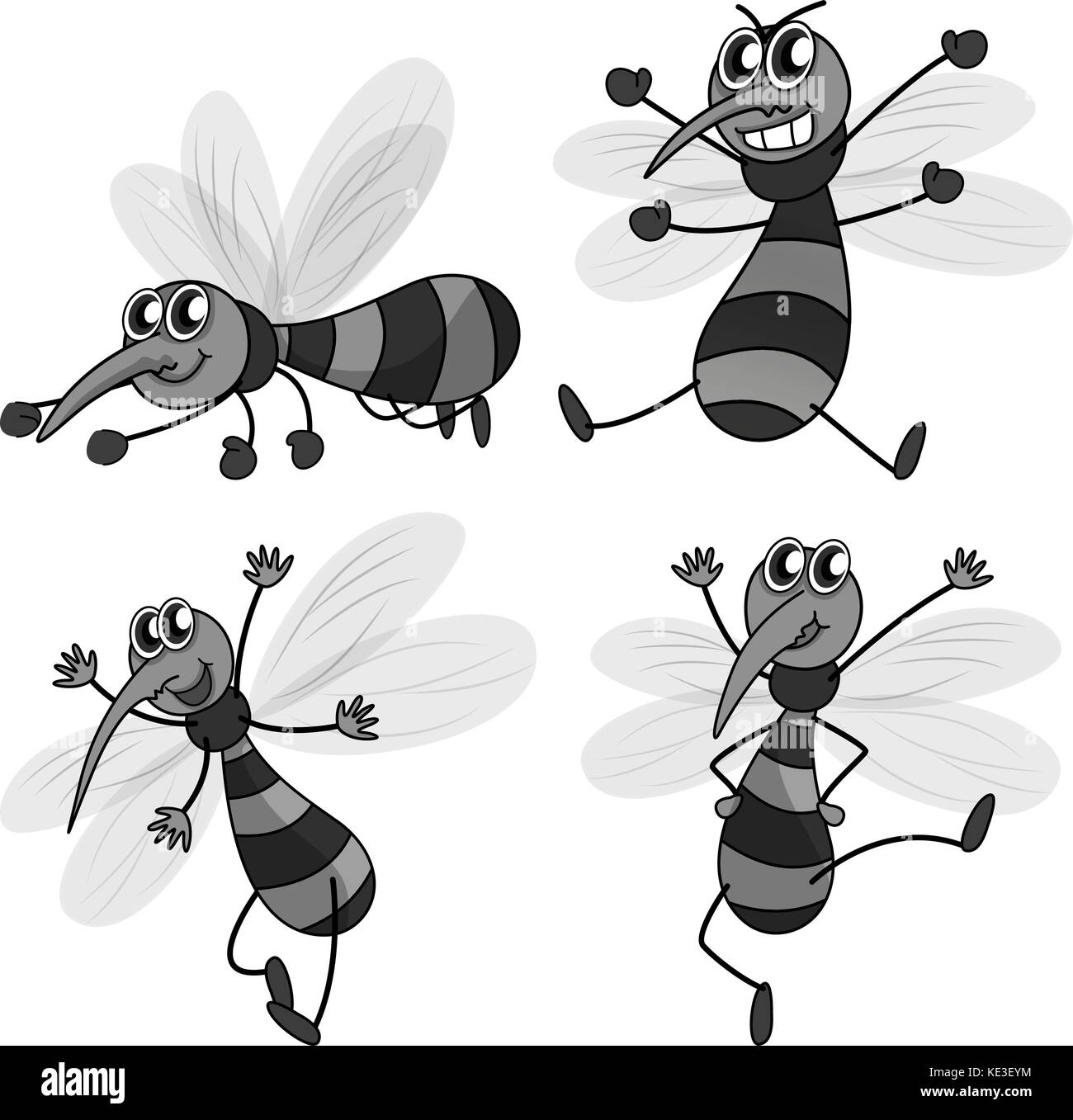 Mosquito in four different poses illustration Stock Vector Image & Art ...
