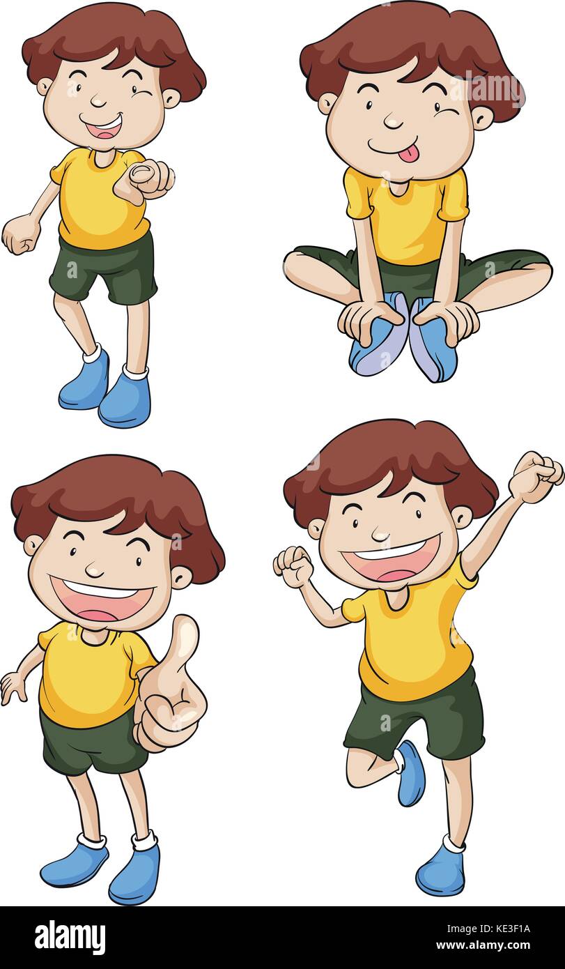 Little boy in four different poses illustration Stock Vector Image ...