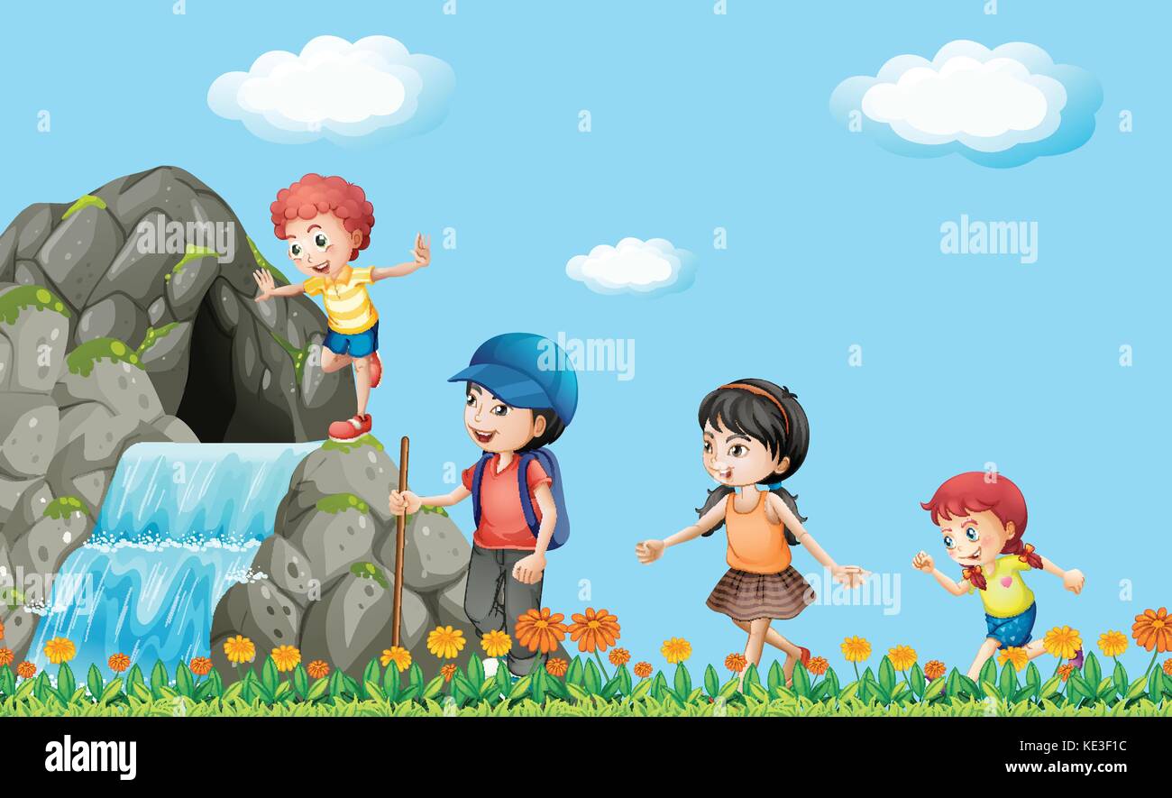 Boy Hiking Clipart
