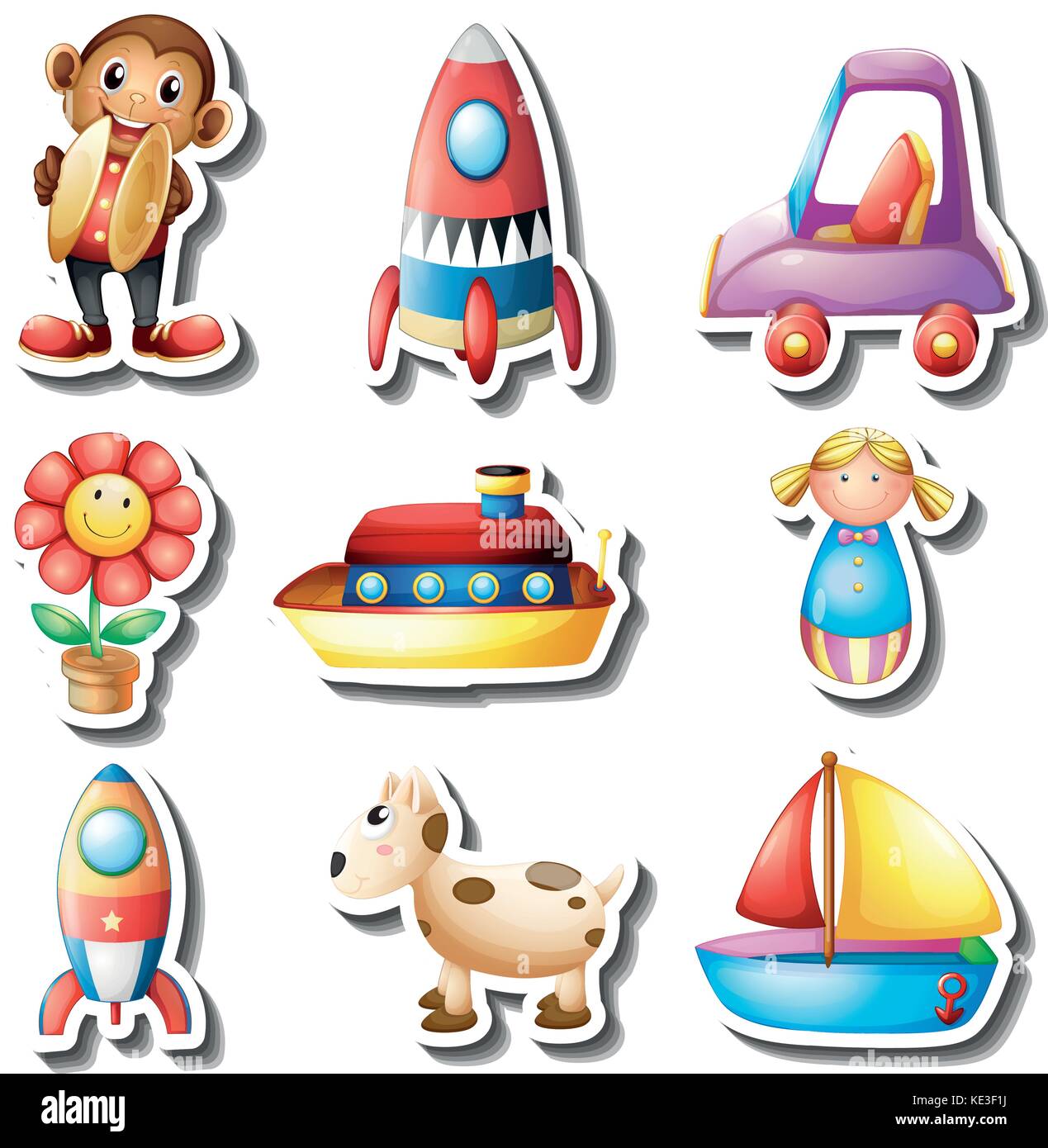Sticker set of toys illustration Stock Vector Image & Art - Alamy