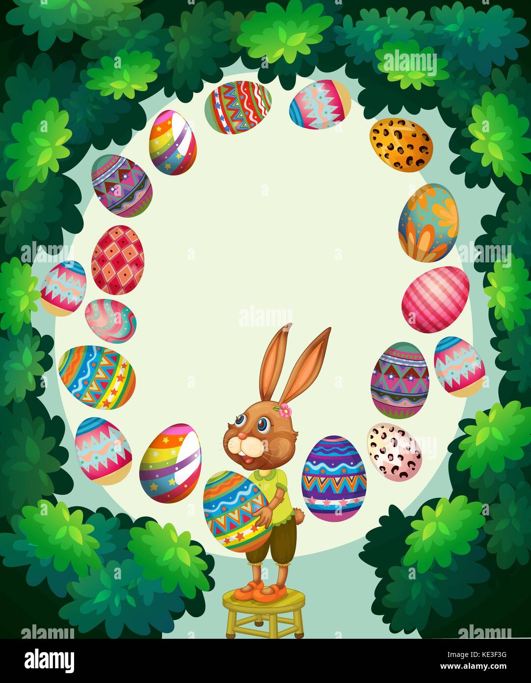 Border design with bunny and easter eggs illustration Stock Vector ...