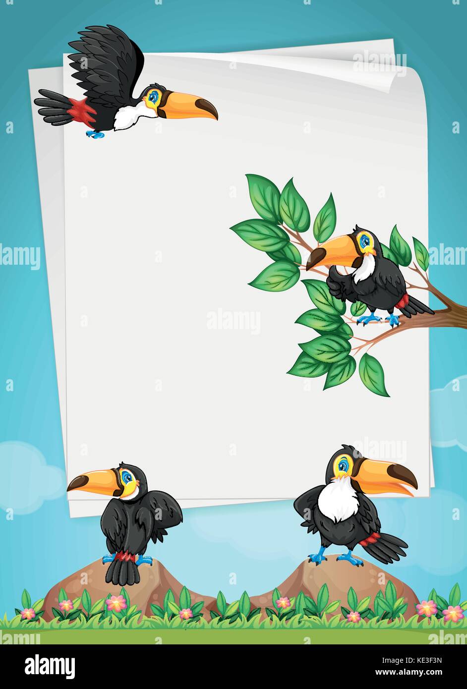 Paper design with toucans flying illustration Stock Vector Image & Art ...
