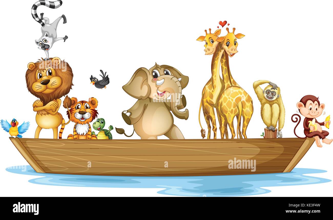 Wild animals riding on the boat illustration Stock Vector Image & Art ...