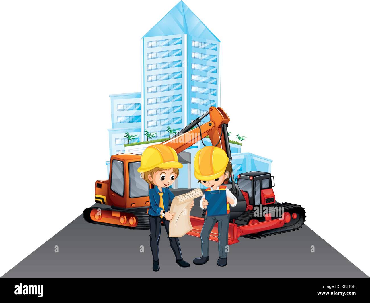 Two engineers working at the site illustration Stock Vector Image & Art ...