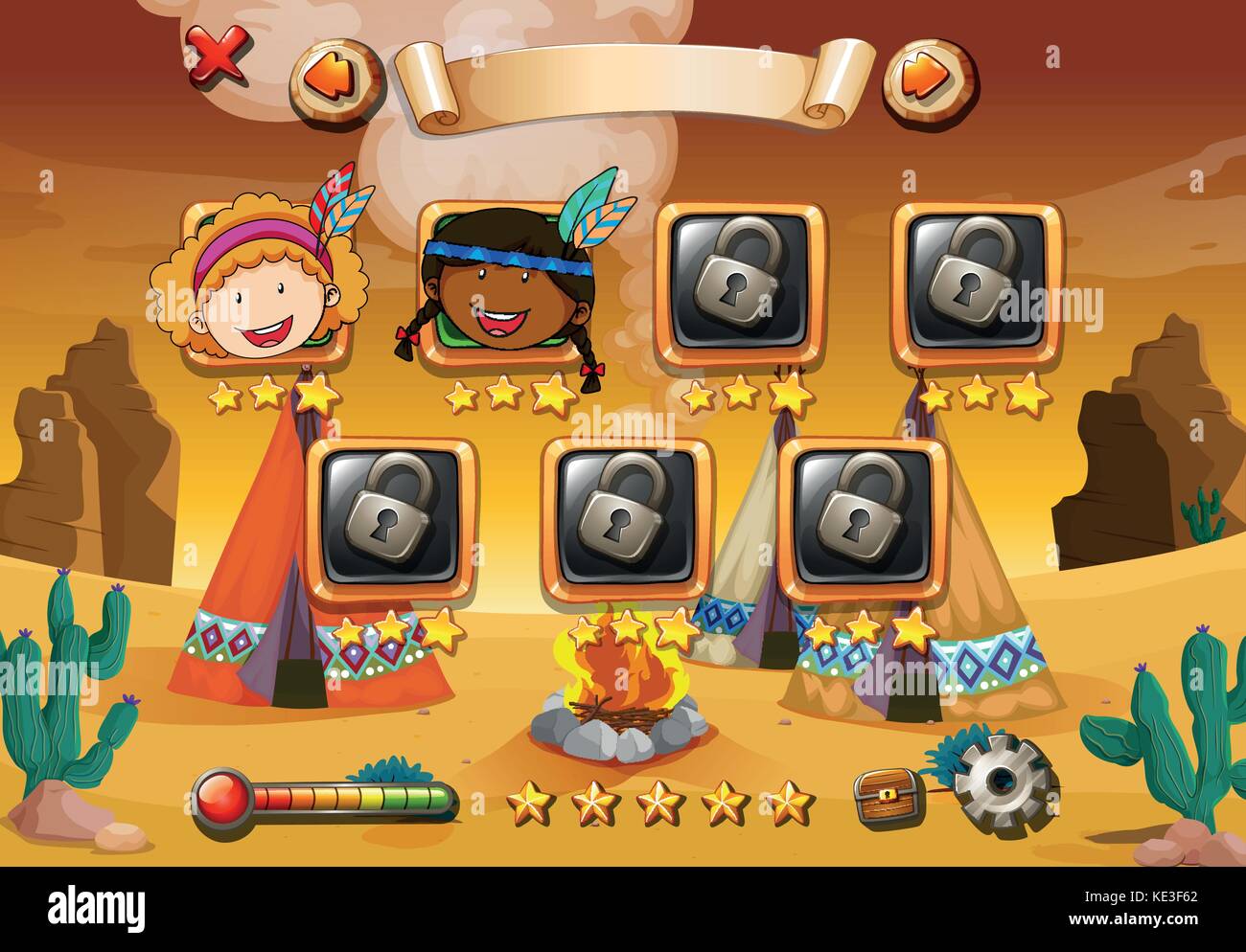 Game template with indians in background illustration Stock Vector ...