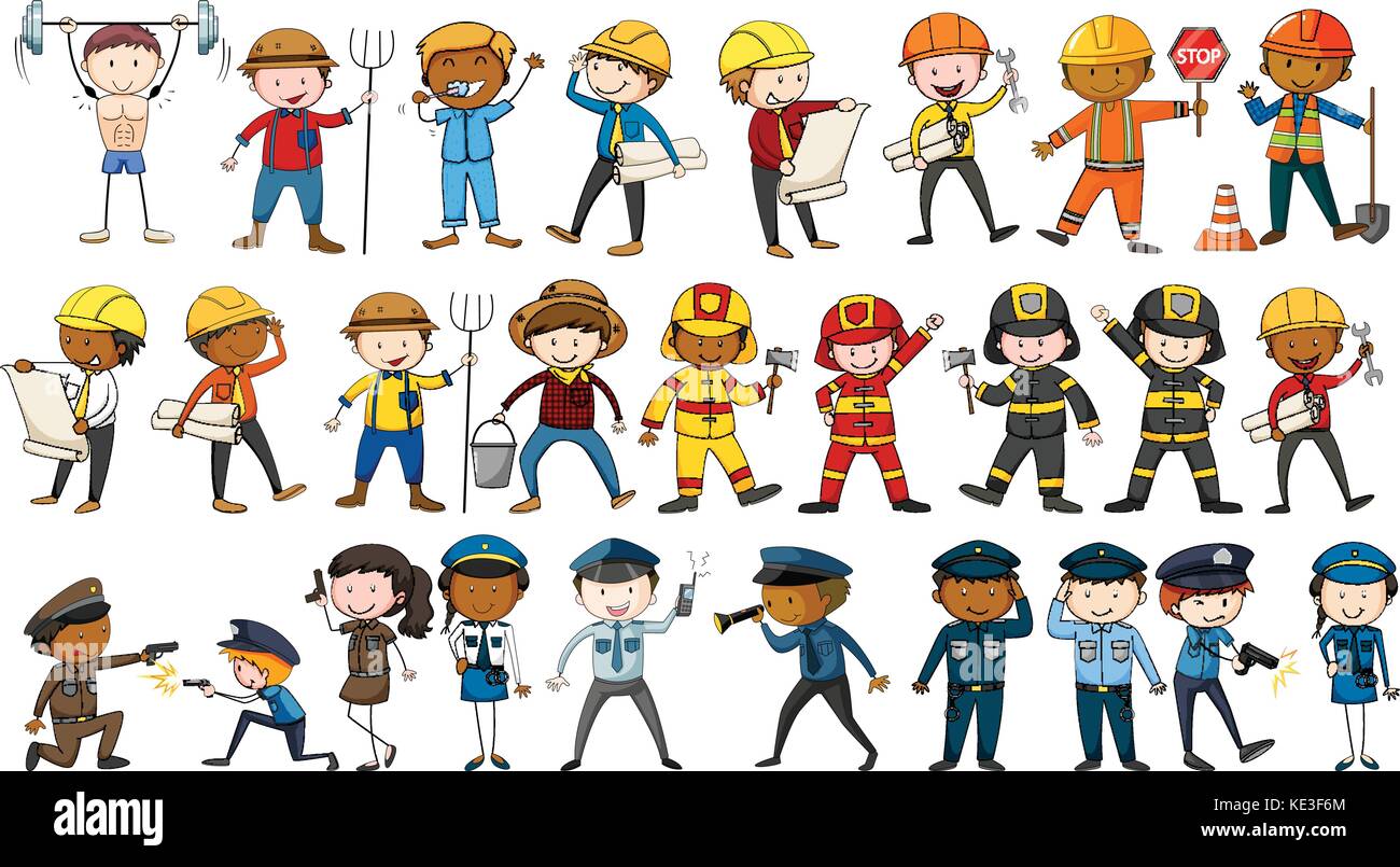 Set of people in different occupations illustration Stock Vector Image ...