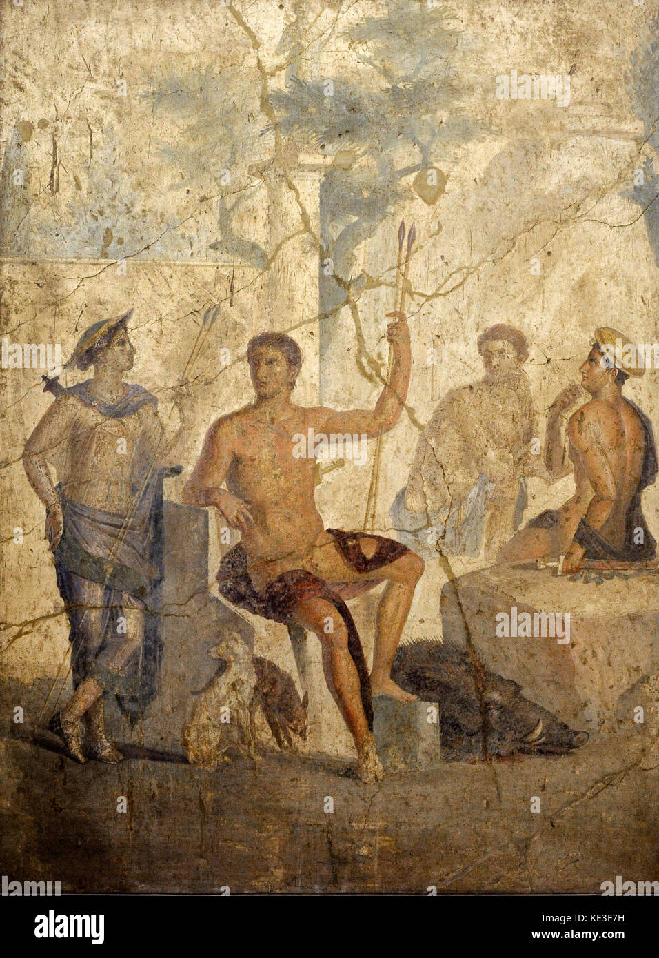 Roman Fresco Depicting Meleager And Atalanta Resting After Hunting The