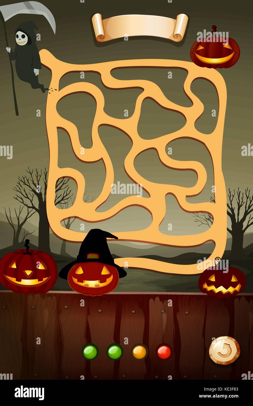Game template with halloween theme illustration Stock Vector Image ...