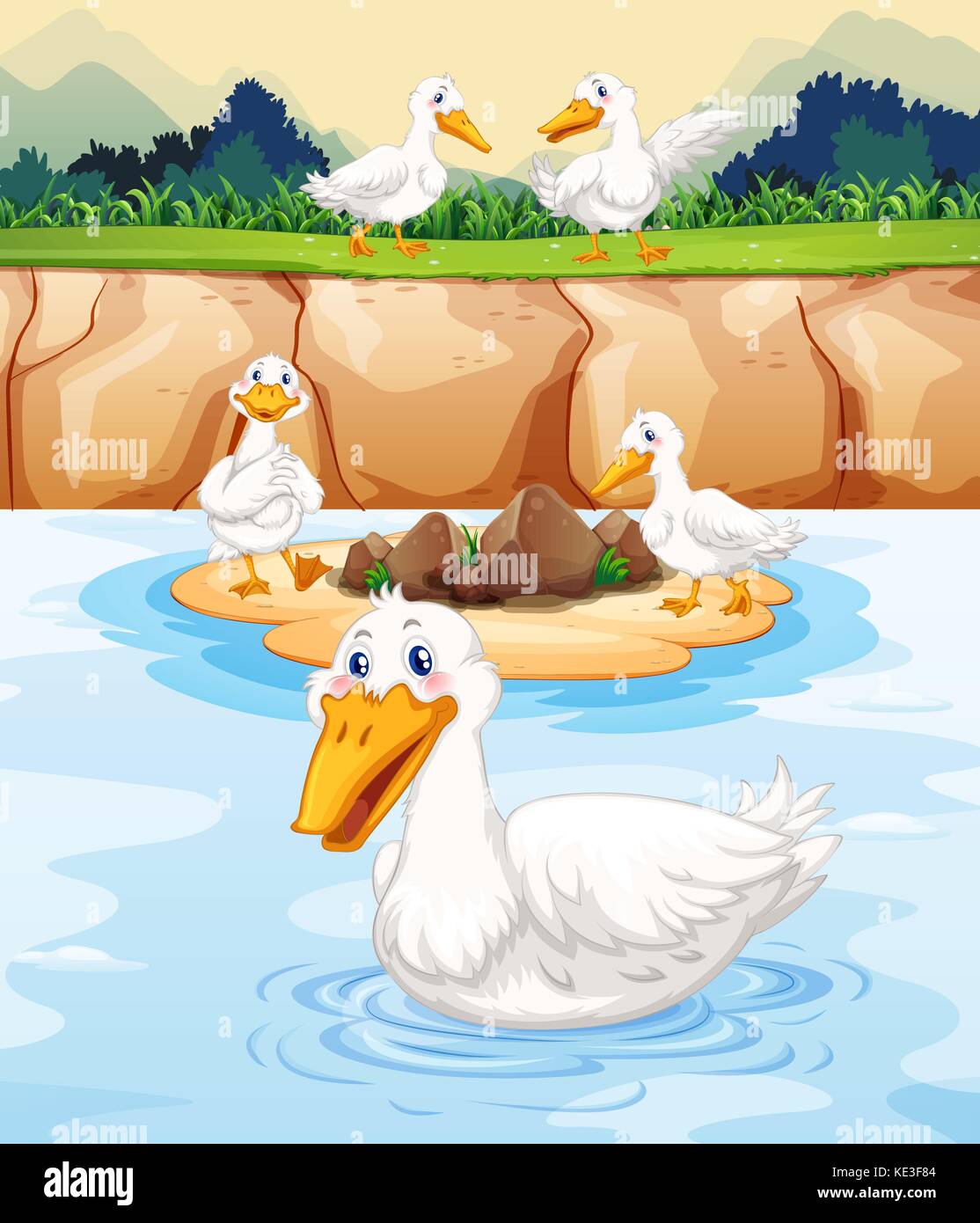Lake swimming ducks Stock Vector Images - Alamy