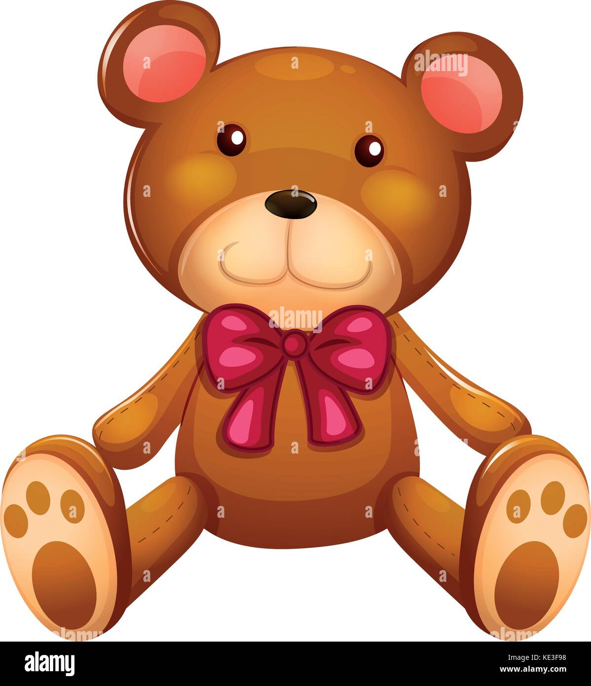 Cute teddy bear with red ribbon illustration Stock Vector Image & Art ...
