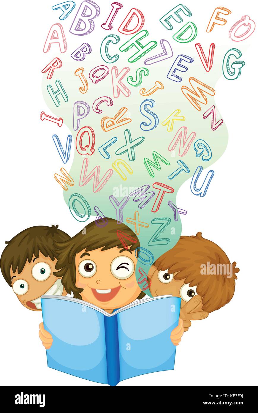 Children reading english book illustration Stock Vector Image & Art - Alamy