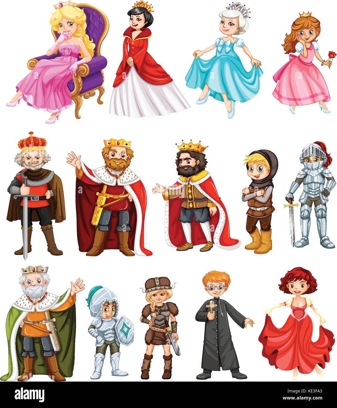 Different characters of king and queen illustration Stock Vector Image ...