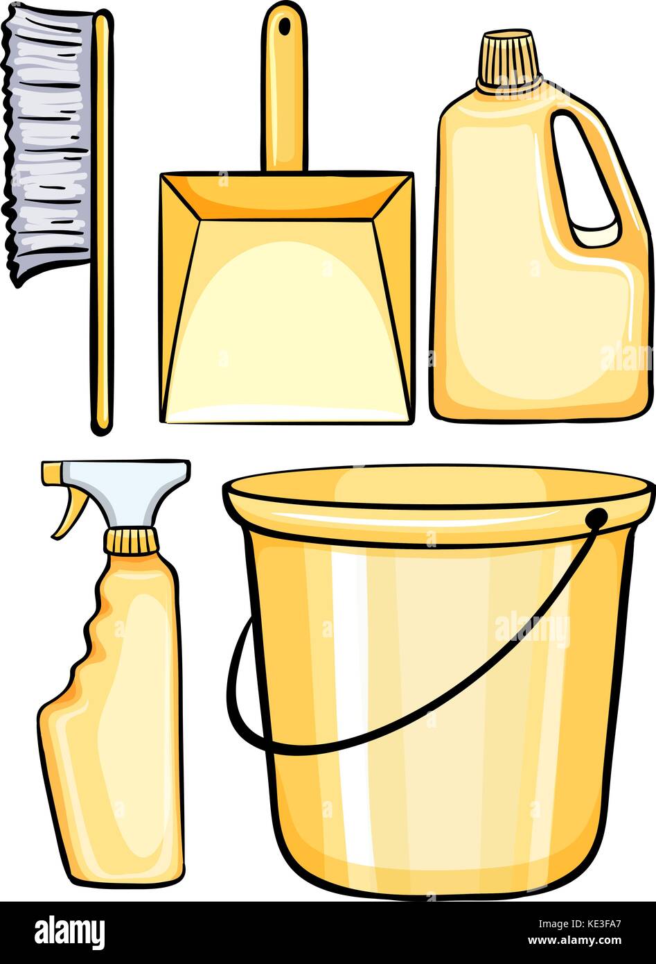 Cleaning equipments in yellow illustration Stock Vector Image & Art - Alamy