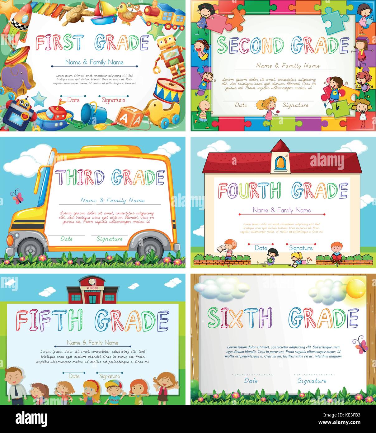 Diploma templates for primary school illustration Stock Vector Image ...
