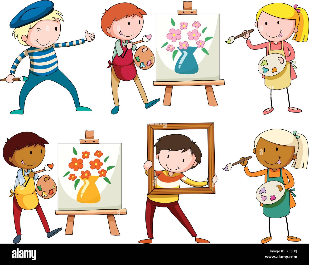 Set of people doing artworks illustration Stock Vector Image & Art - Alamy