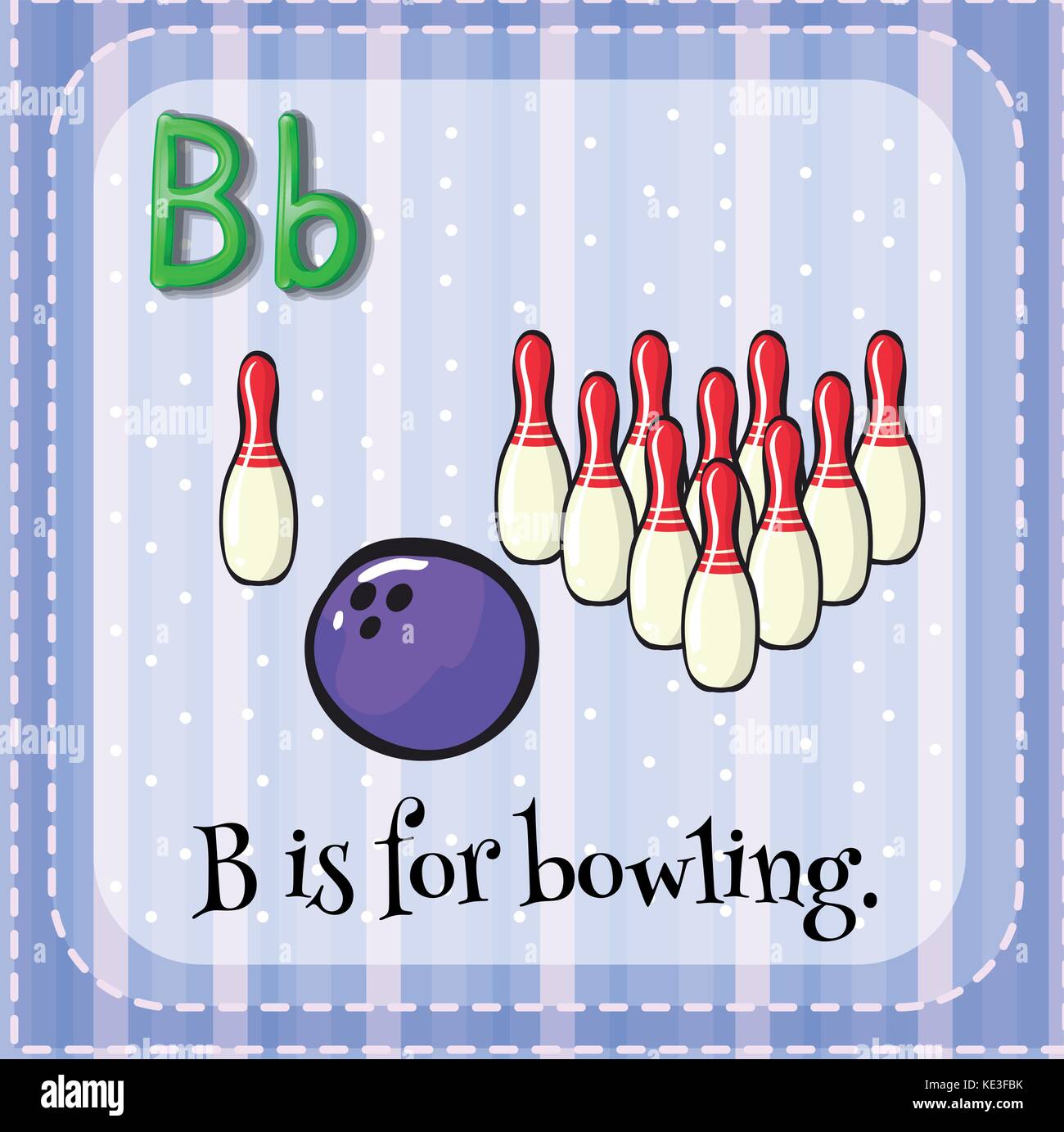 Flashcard of B is for bowling illustration Stock Vector Image & Art - Alamy