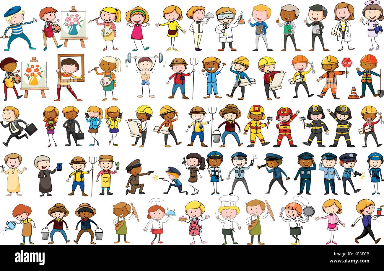Different character of many occupations illustration Stock Vector Image ...