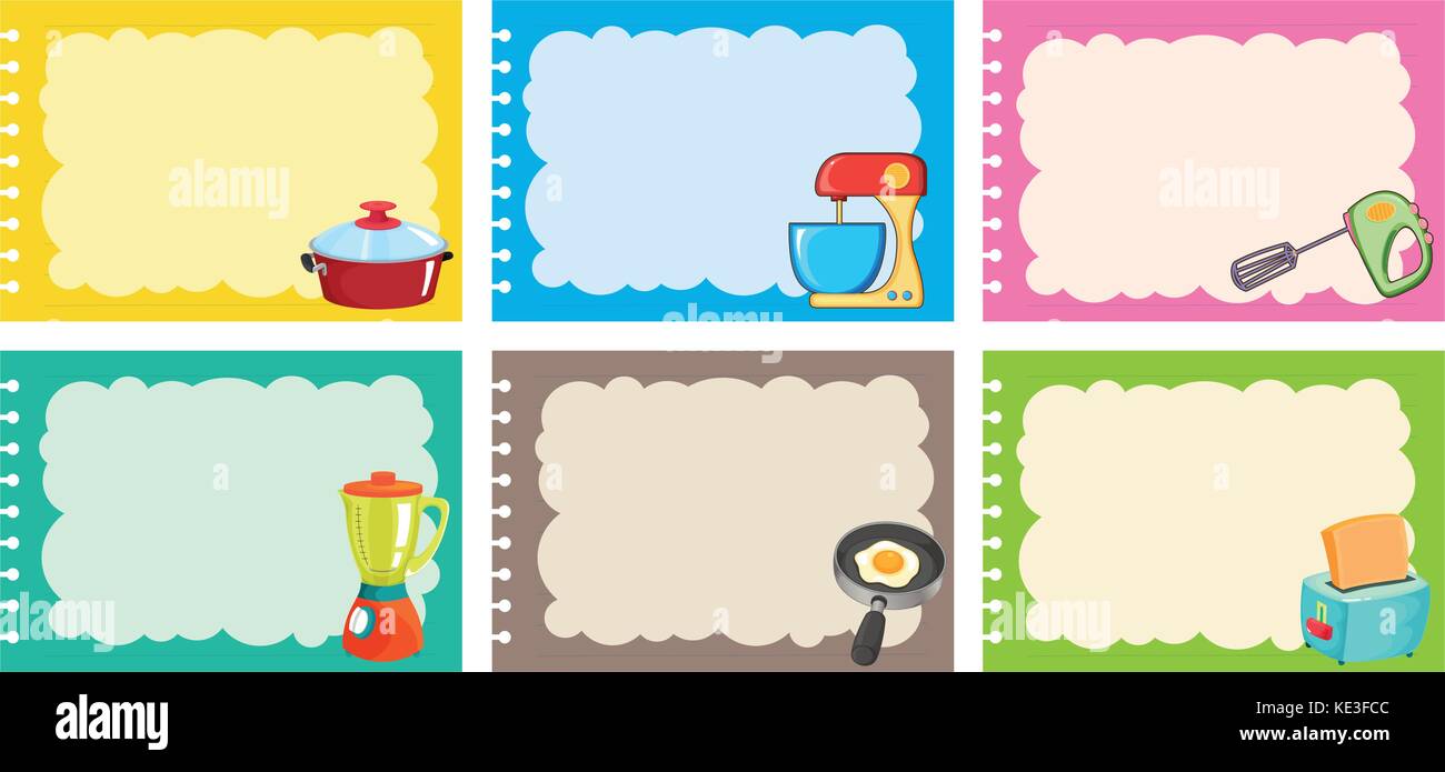 Label design with kitchen equipments illustration Stock Vector Image ...