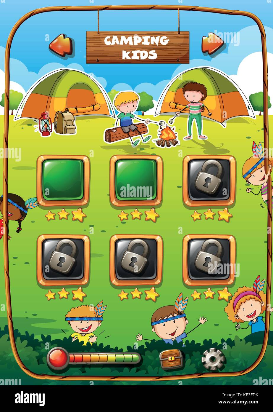 Game template with camping theme illustration Stock Vector Image & Art ...