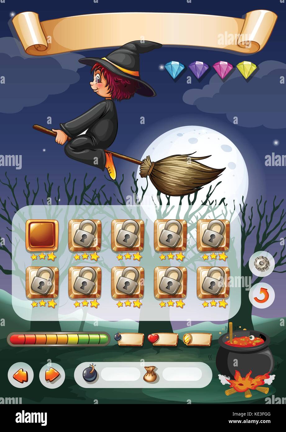 Game template with halloween theme illustration Stock Vector Image ...