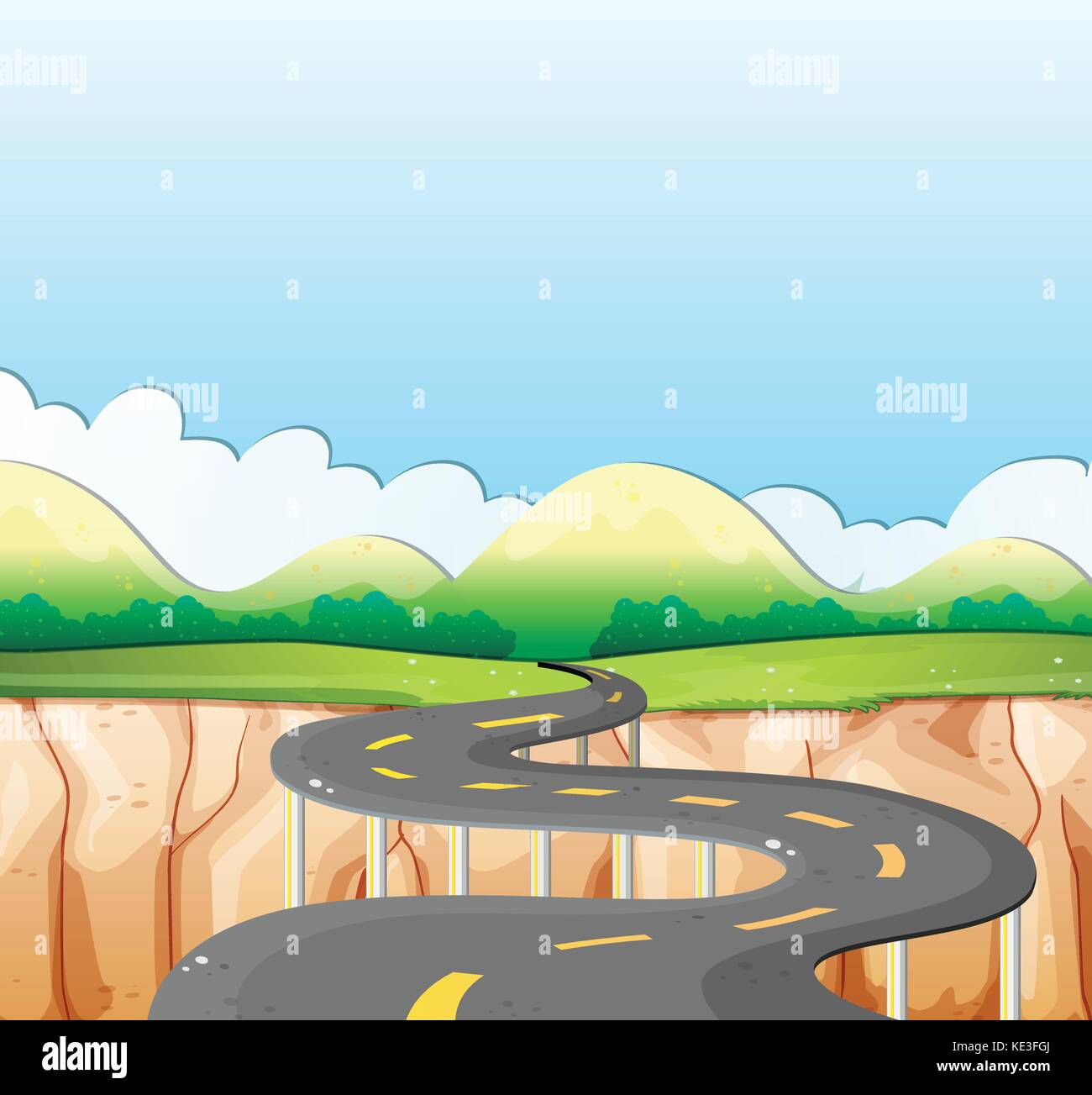 Nature scene with road and field illustration Stock Vector Image & Art ...