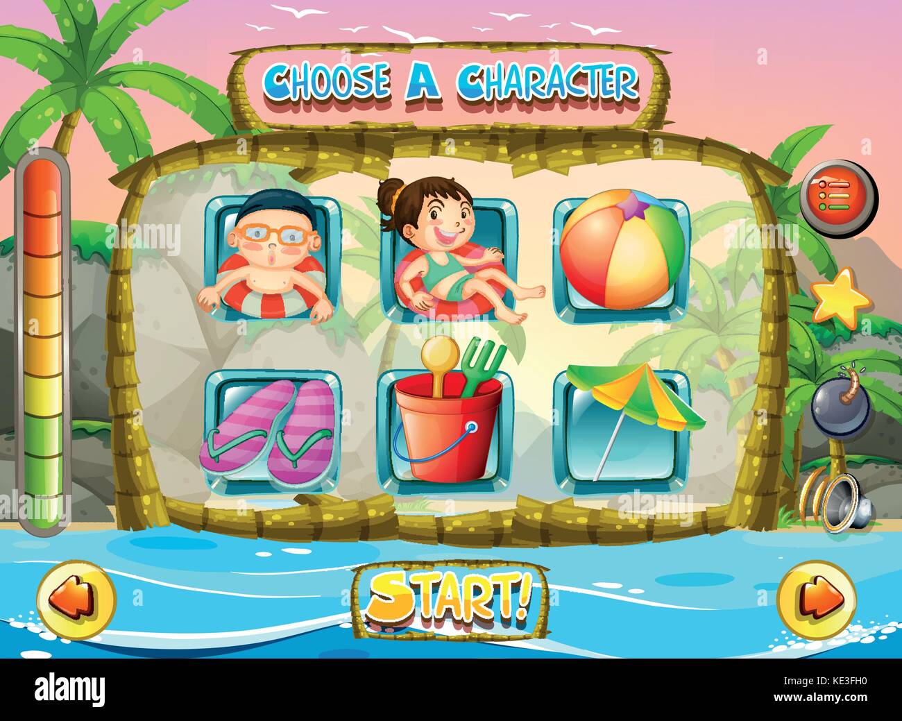 Slot game template with children characters illustration Stock Vector ...