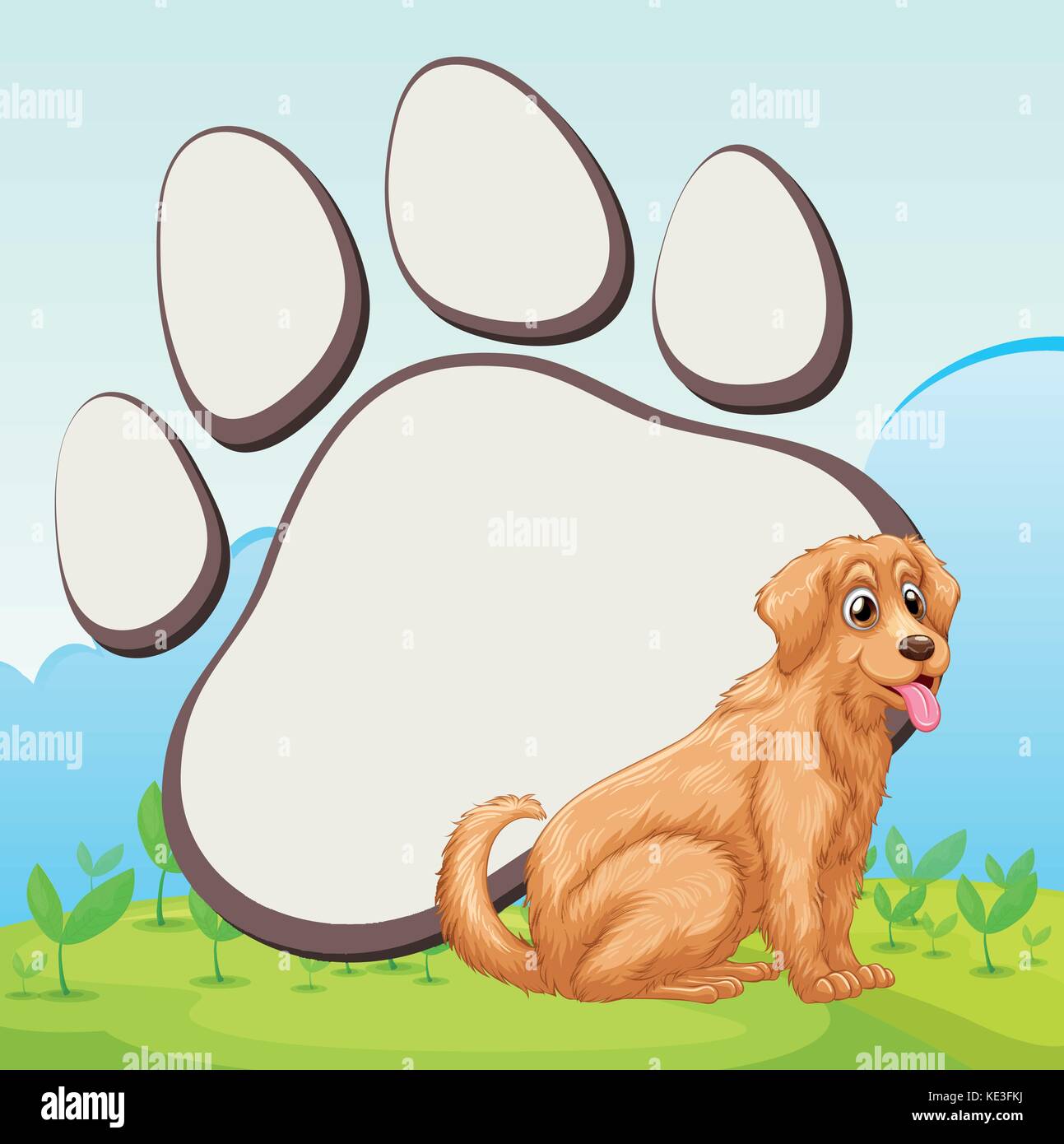 Cute dog and foot print illustration Stock Vector Image & Art - Alamy