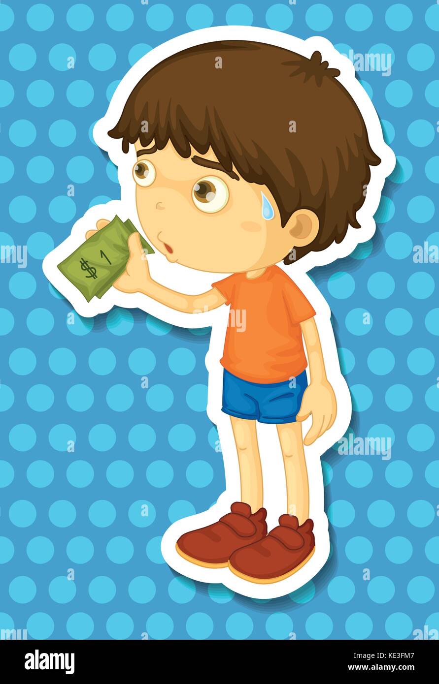 Little boy holding some money illustration Stock Vector Image & Art - Alamy