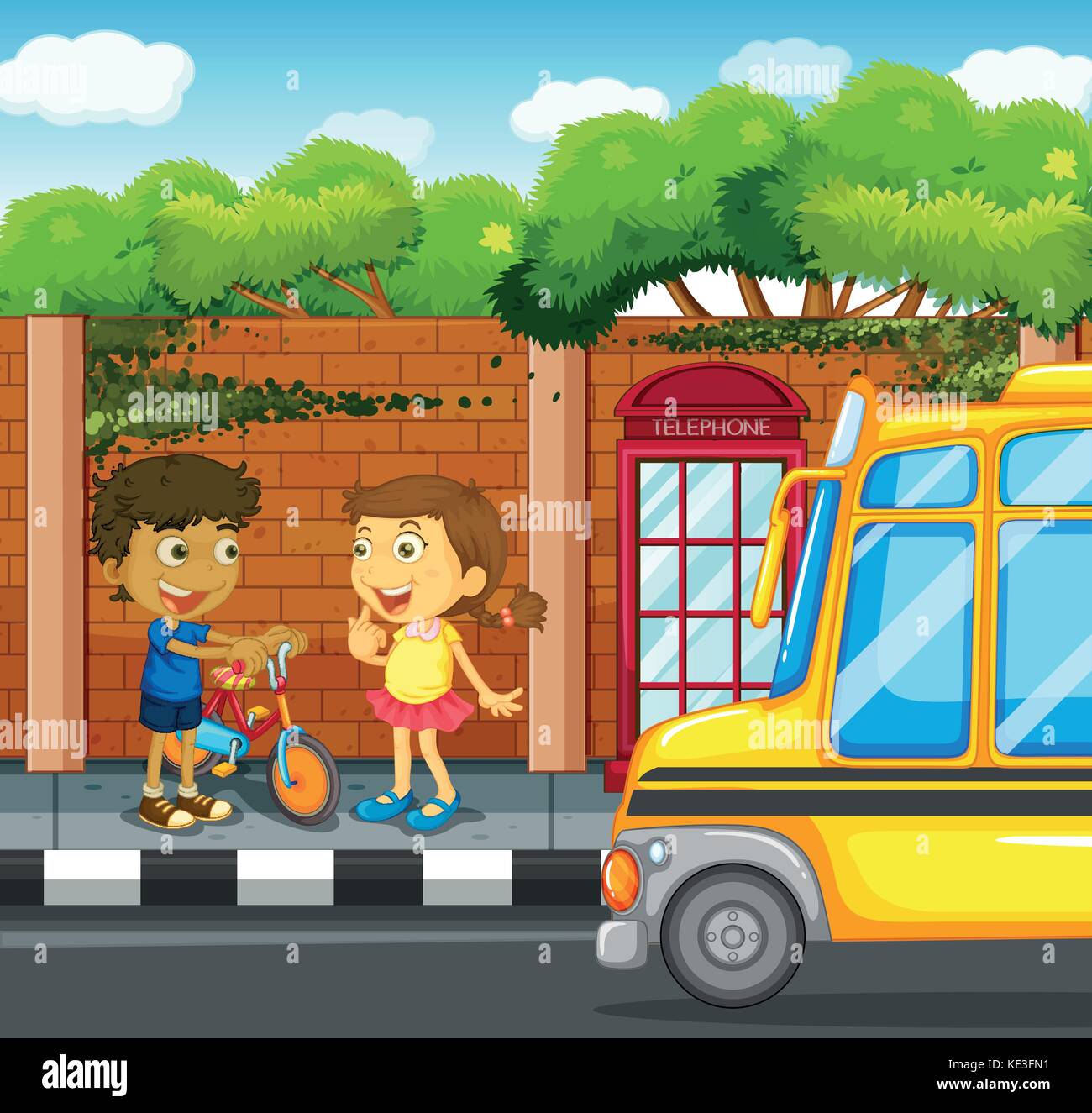 Children hanging out on the sidewalk illustration Stock Vector Image ...