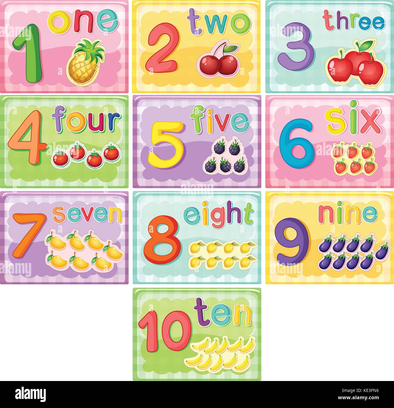Flashcard number one to ten illustration Stock Vector Image & Art - Alamy