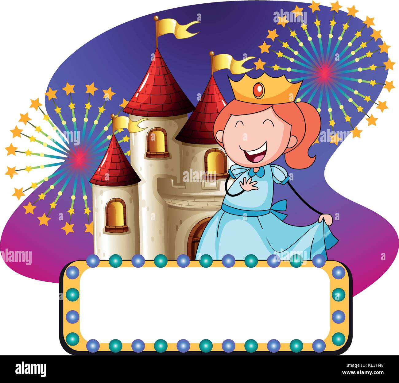 Princess and castle at night illustration Stock Vector Image & Art - Alamy