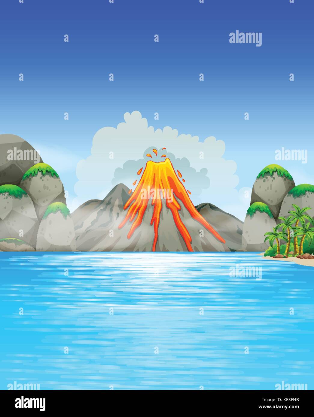Volcano eruption sea Stock Vector Images - Alamy